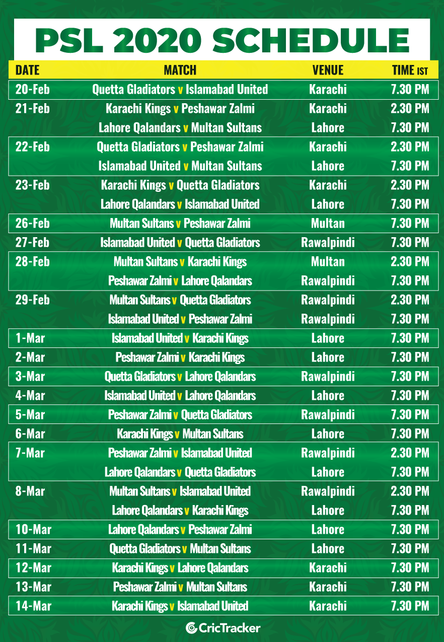 Psl 2025 Schedule Time Table Date And Venue Prudi Cordelie